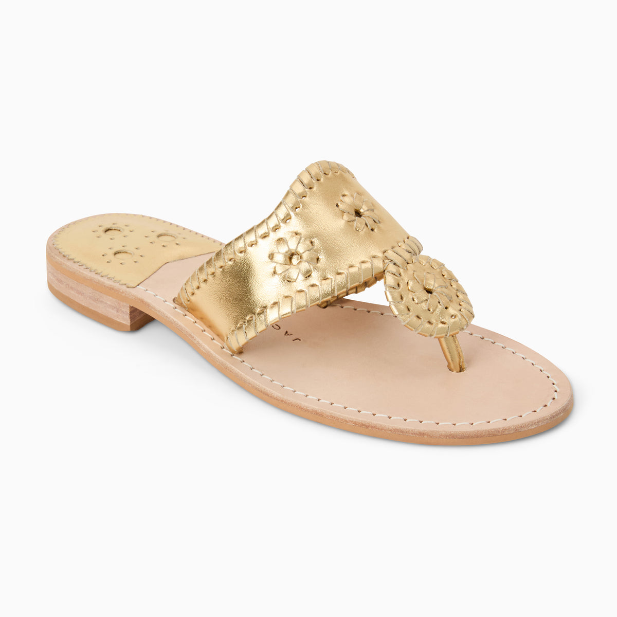 Jack Rogers Jacks Flat Sandal in Gold – Women's Metallic Leather Thong ...