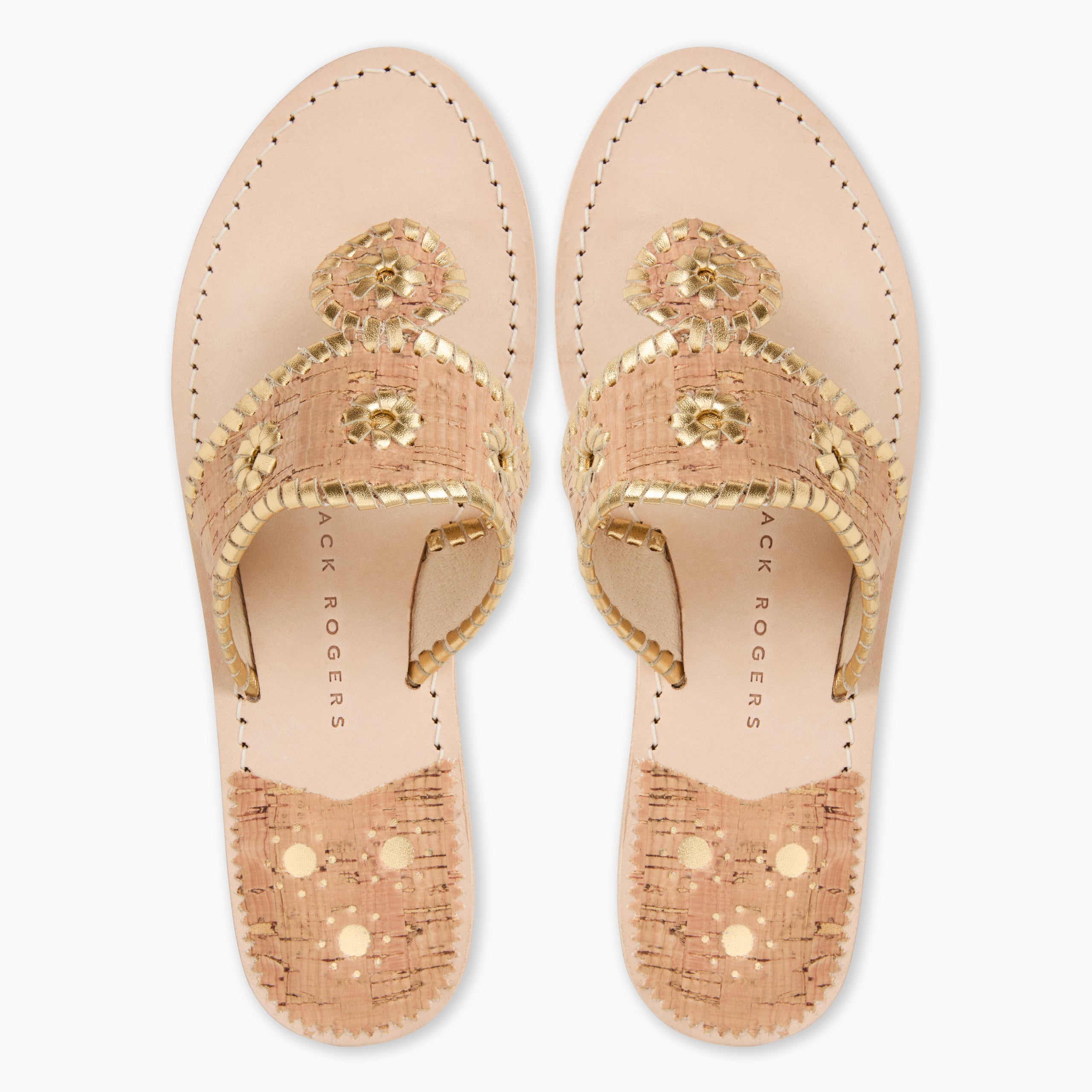 Jacks Flat Wide Sandal - Natural Cork / Gold – Jack Rogers USA