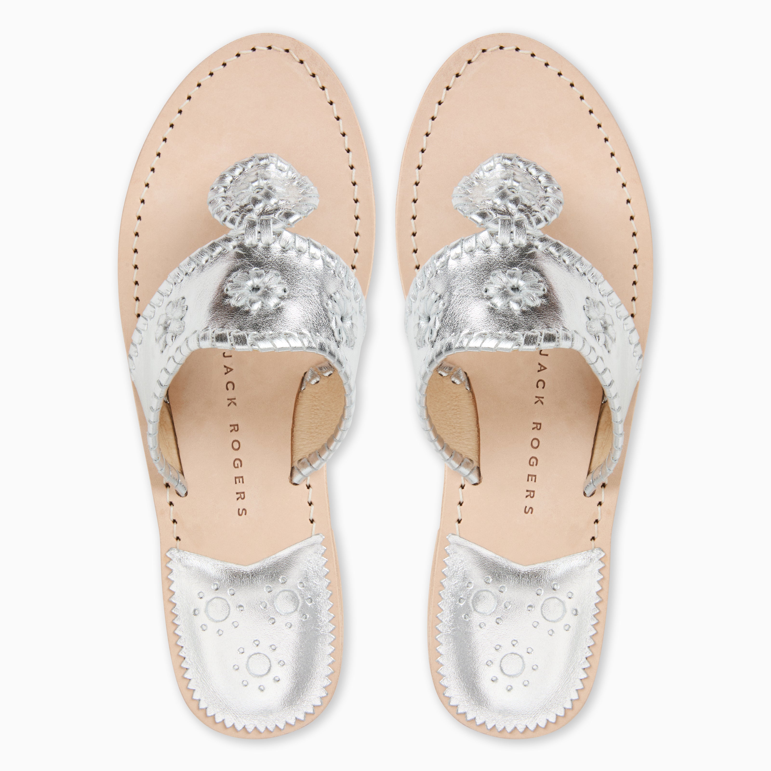 Jack Rogers Signature Jacks Flat Sandal | Patent Leather | Silver ...