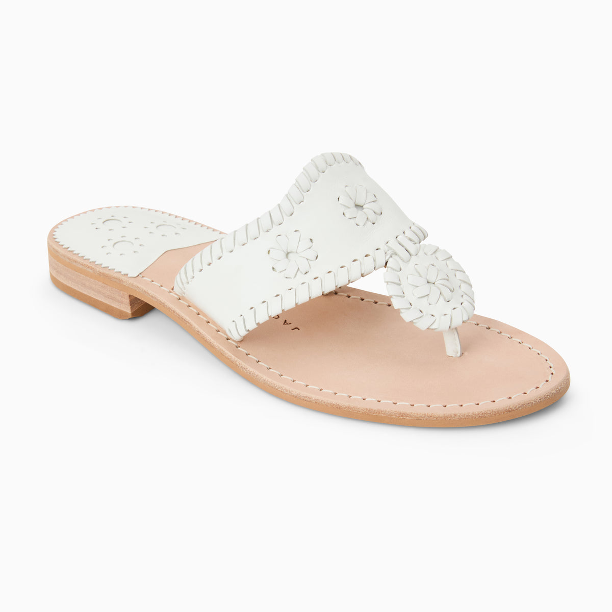 Jack Rogers Jacks Flat Sandal Wide in White – Wide Fit Leather Sandals ...