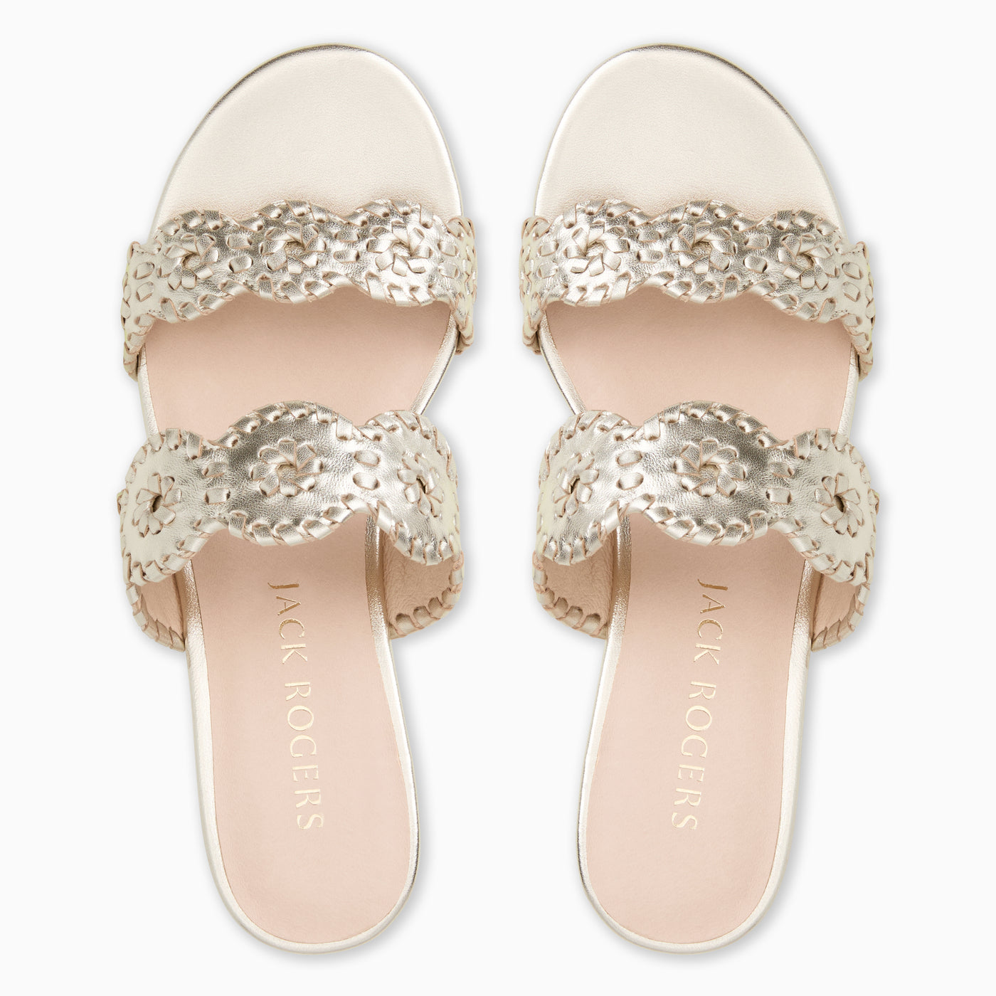 Jack Rogers Laurin Mid-Wedge | Metallic Nappa Leather | Platinum – Jack ...