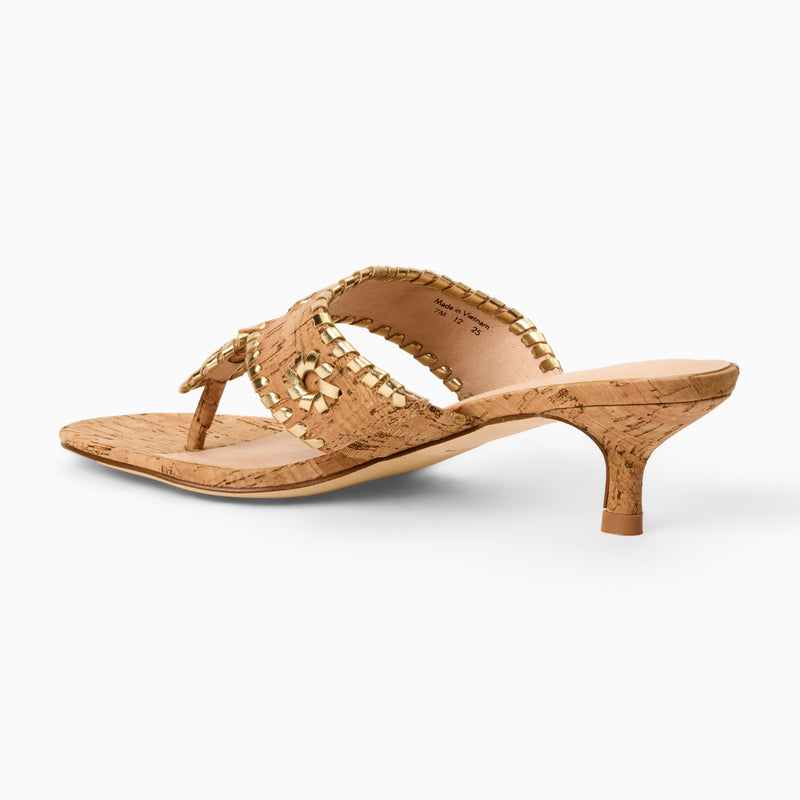 Jack Rogers Cork Gold Kitten Heels — Cork – Jack Rogers USA