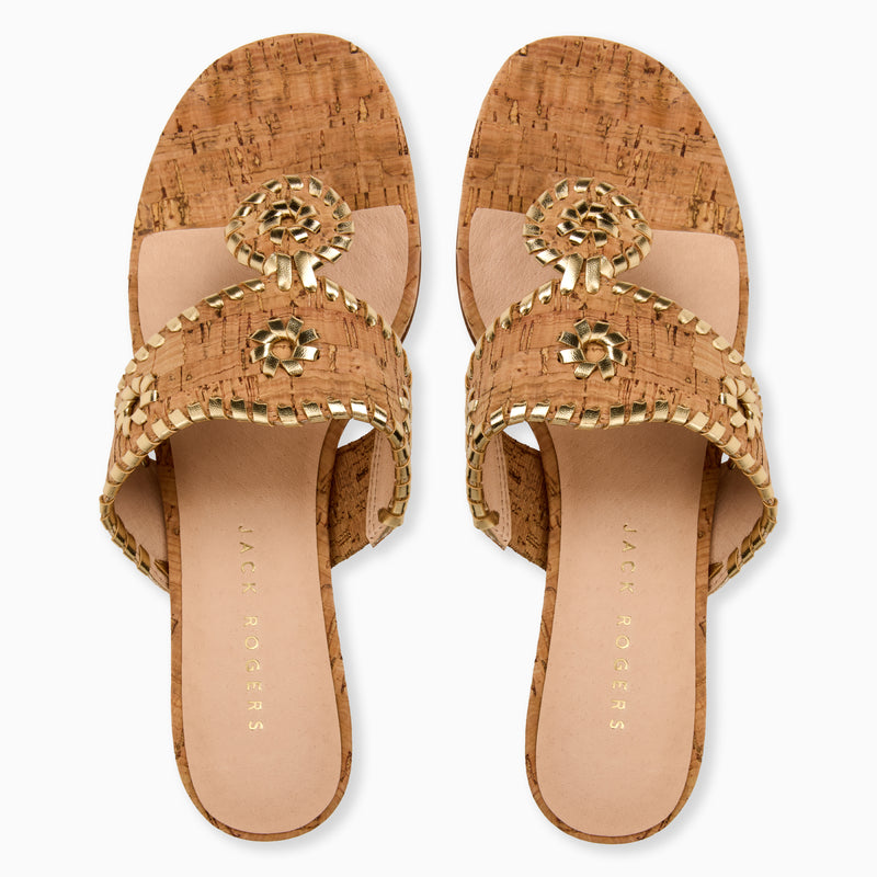 Jack Rogers Cork Gold Kitten Heels — Cork – Jack Rogers USA