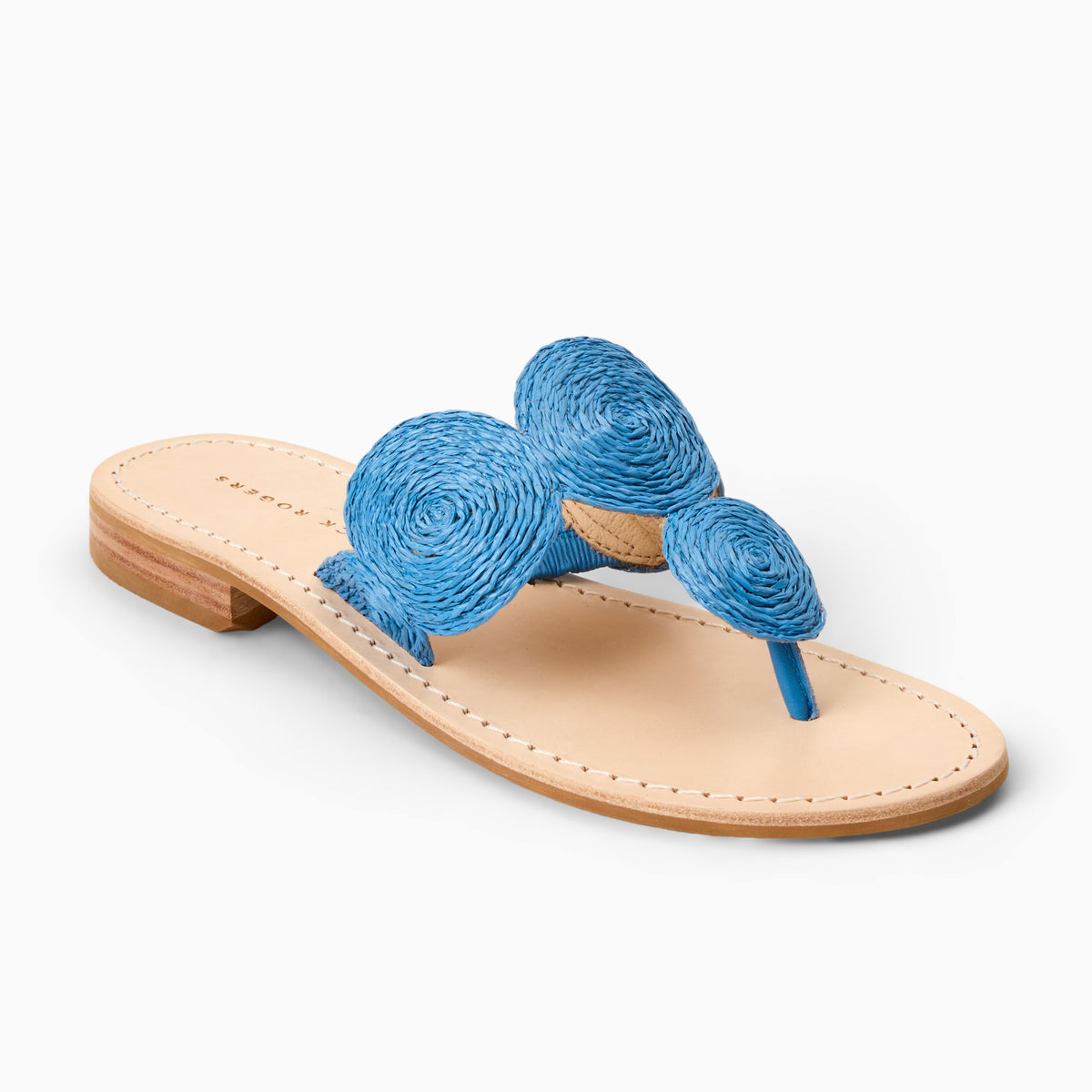 Jack Rogers Margo Flat Sandal — Salt Water Blue Raffia – Jack Rogers USA