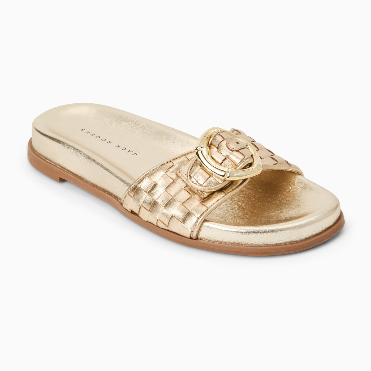 Jack Rogers Essex Slide in Jack's Platinum – Silver Metallic Leather ...