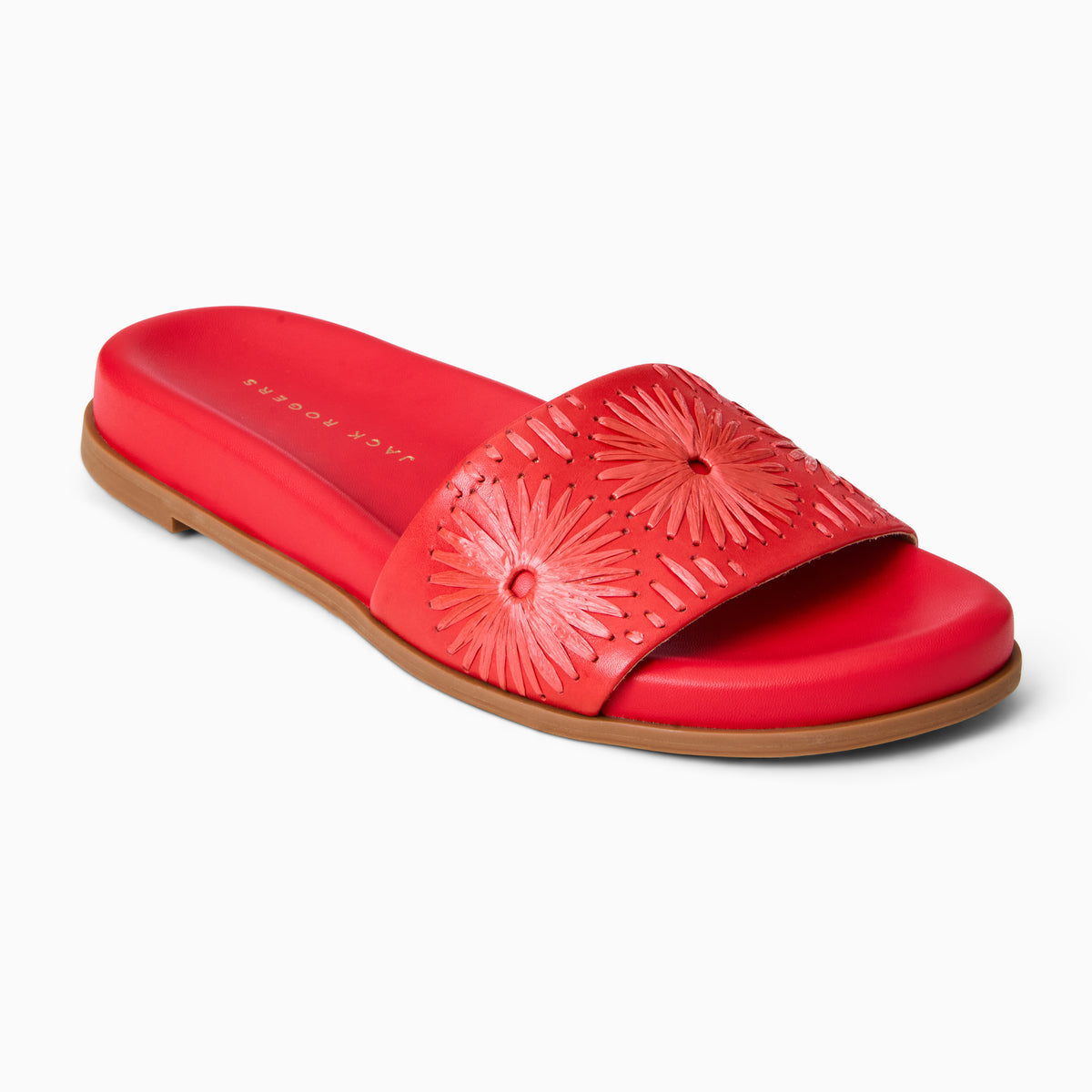 Jack Rogers Somerset Slide in Fire Red – Bold Red Leather Medallion ...