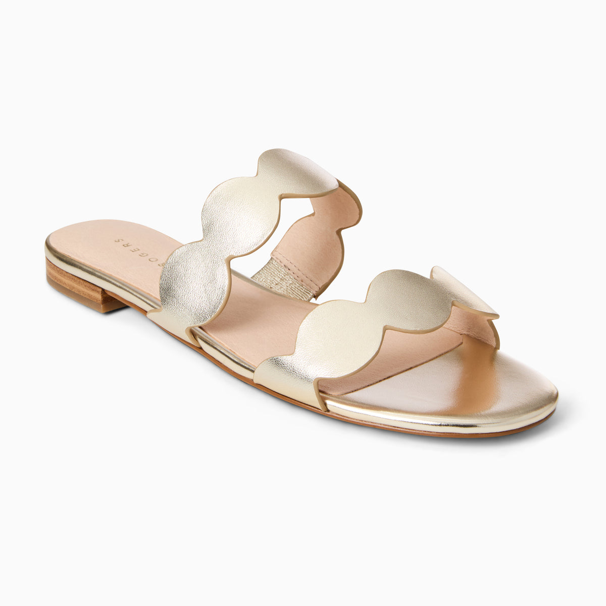 Jack Rogers Greglen Flat Slide in Jacks Platinum – Metallic Leather ...