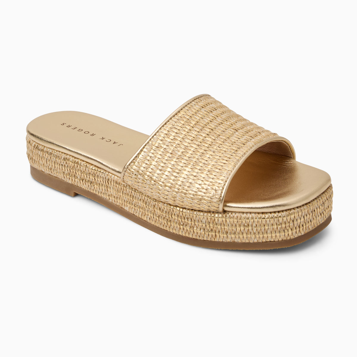 Jack Rogers Bay Flatform Shoes — Gold Metallic Raffia – Jack Rogers USA