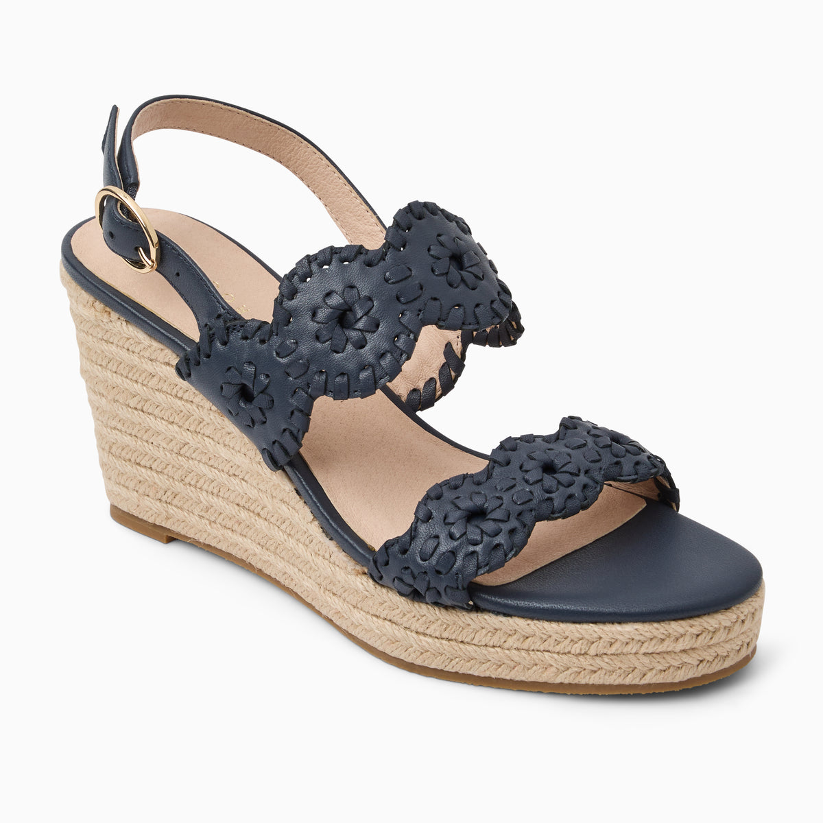 Jack Rogers Laurin Wedge Heels — Midnight Nappa Leather – Jack Rogers USA