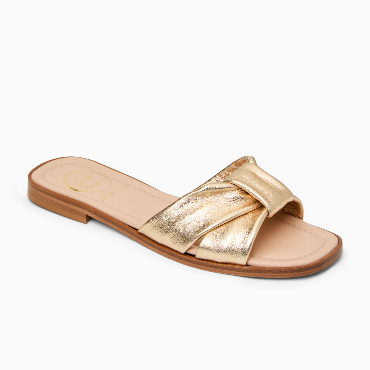 Monica Slide by Jack Rogers in Metallic Platinum | Leather Slide ...