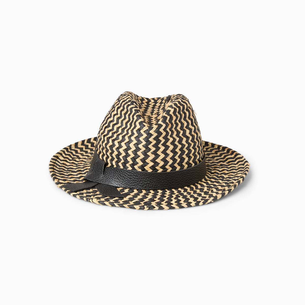 Sardegna Fedora in Raffia Black and Natural | Boho Raffia Fedora Hat ...