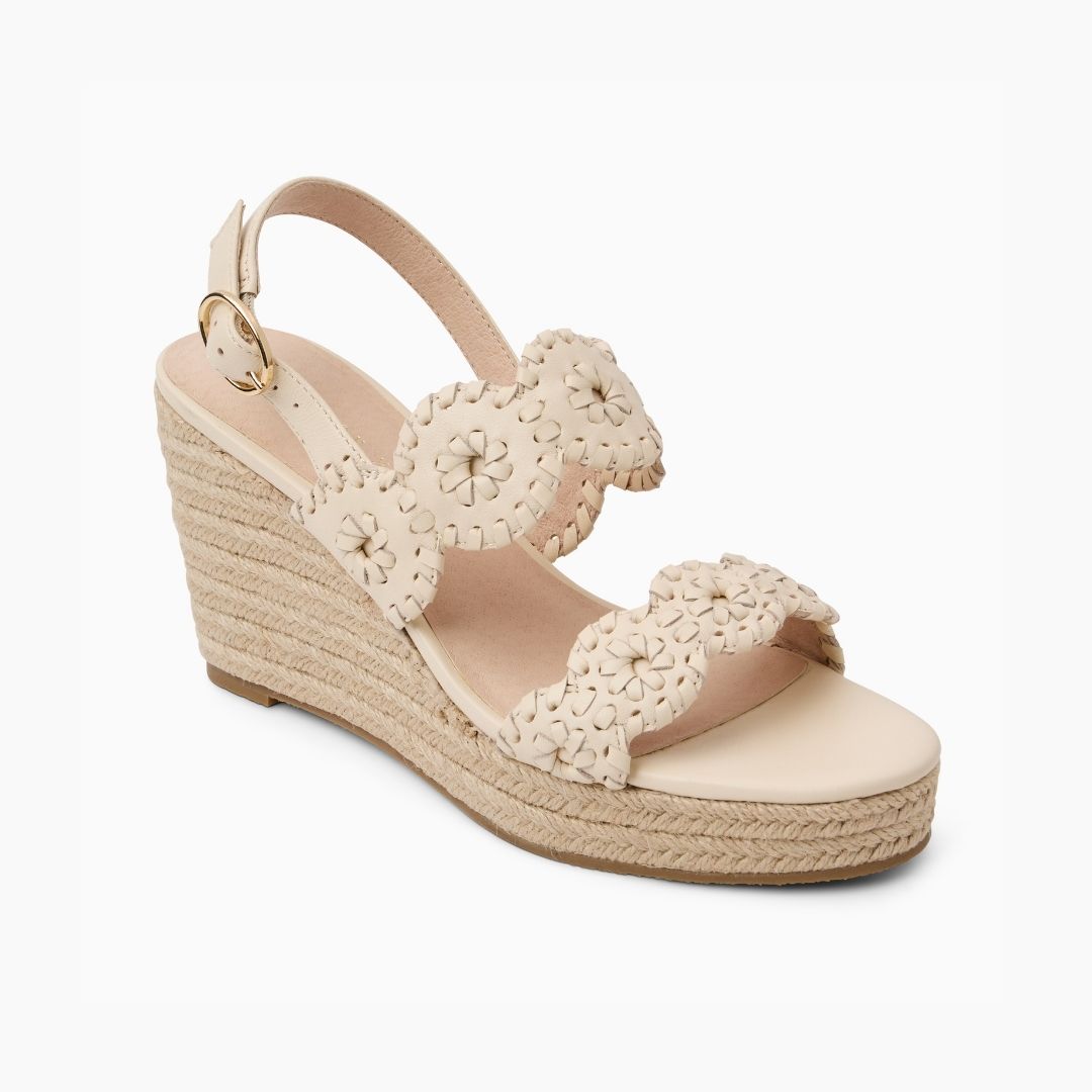 Jack Rogers Laurin Wedge Heels — Ivory Nappa Leather – Jack Rogers USA