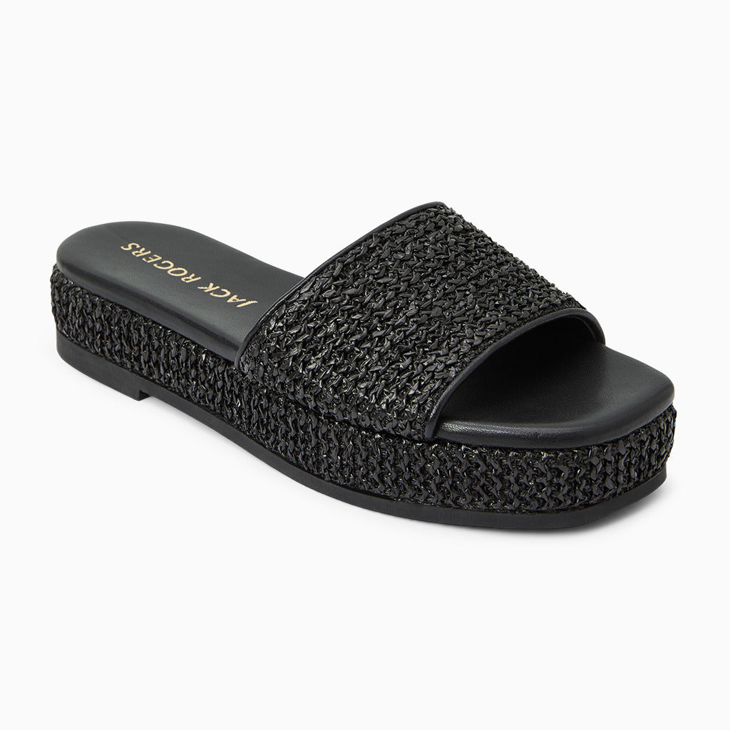 Jack Rogers Bay Flatform Sandal | Raffia | Black – Jack Rogers USA